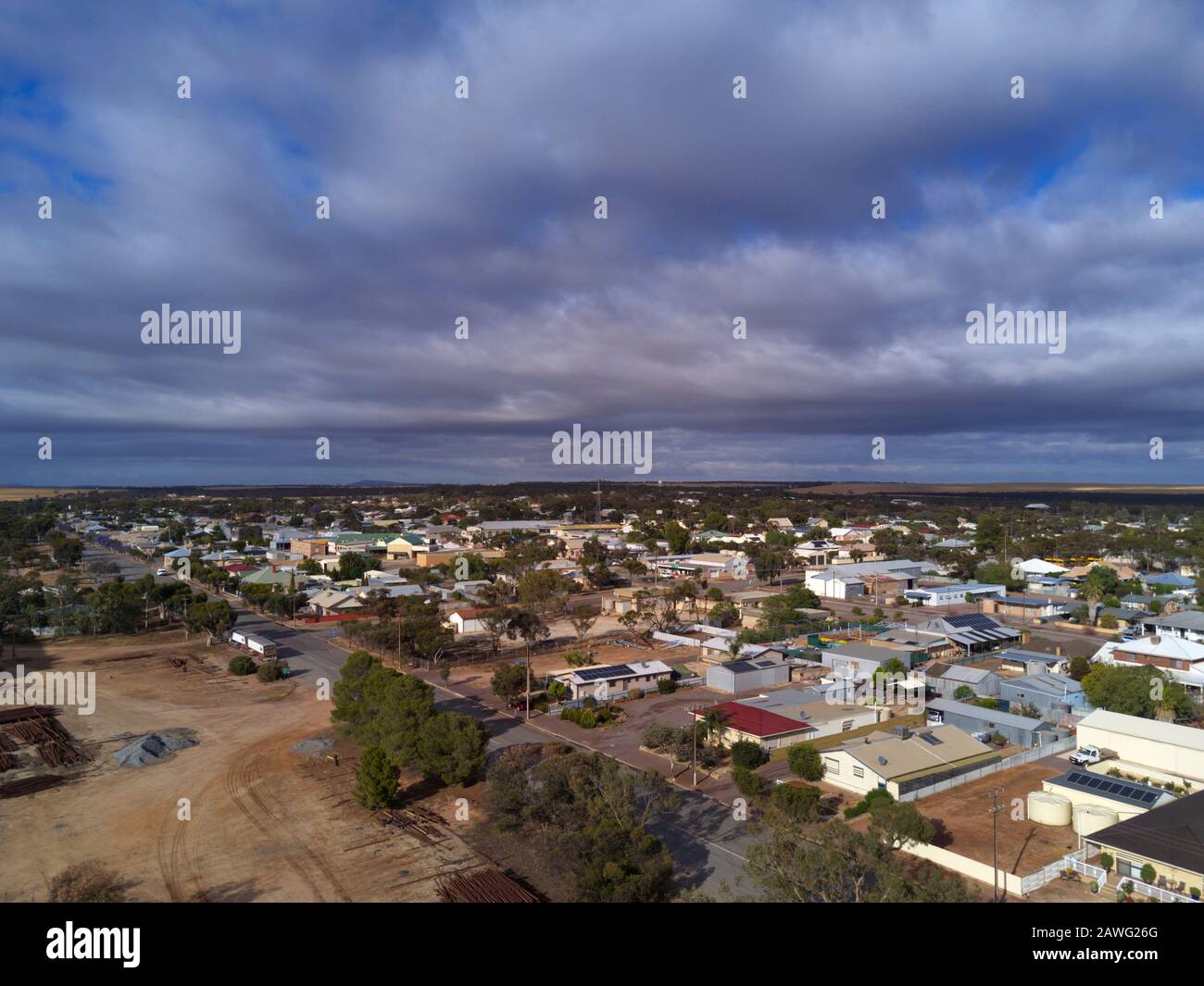 Aerial of the service town of Kimba Eyre Peninsula South Australia ...