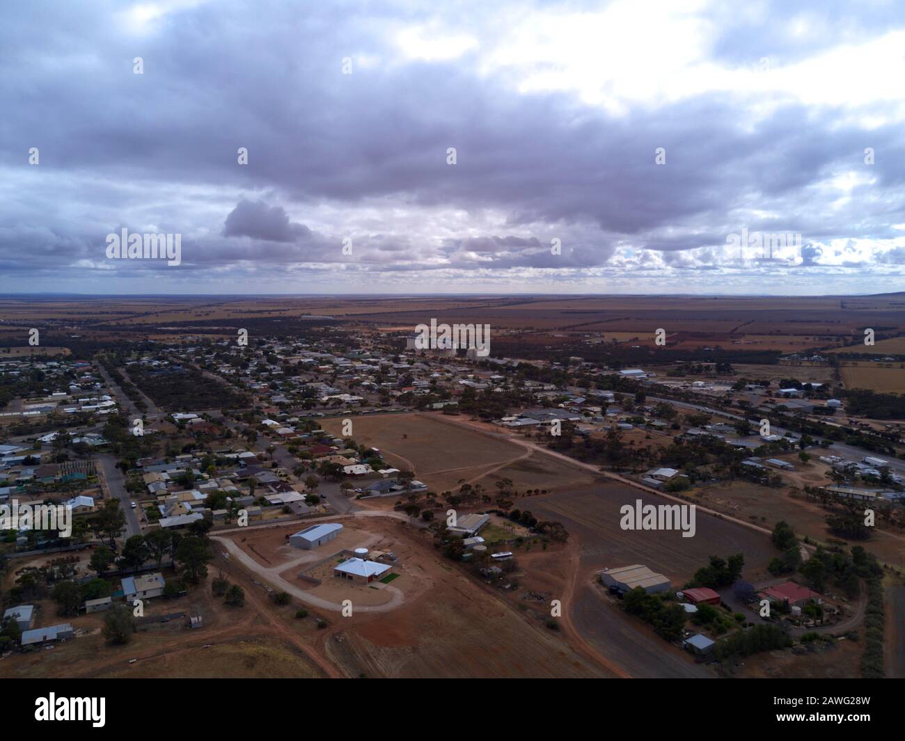 Aerial of the service town of Kimba Eyre Peninsula South Australia ...