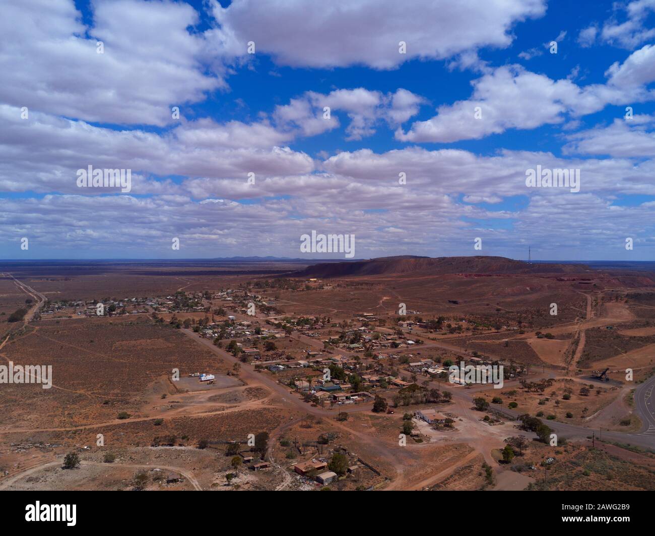 Aerial of the mining village at Iron Knob South Australia Stock Photo ...