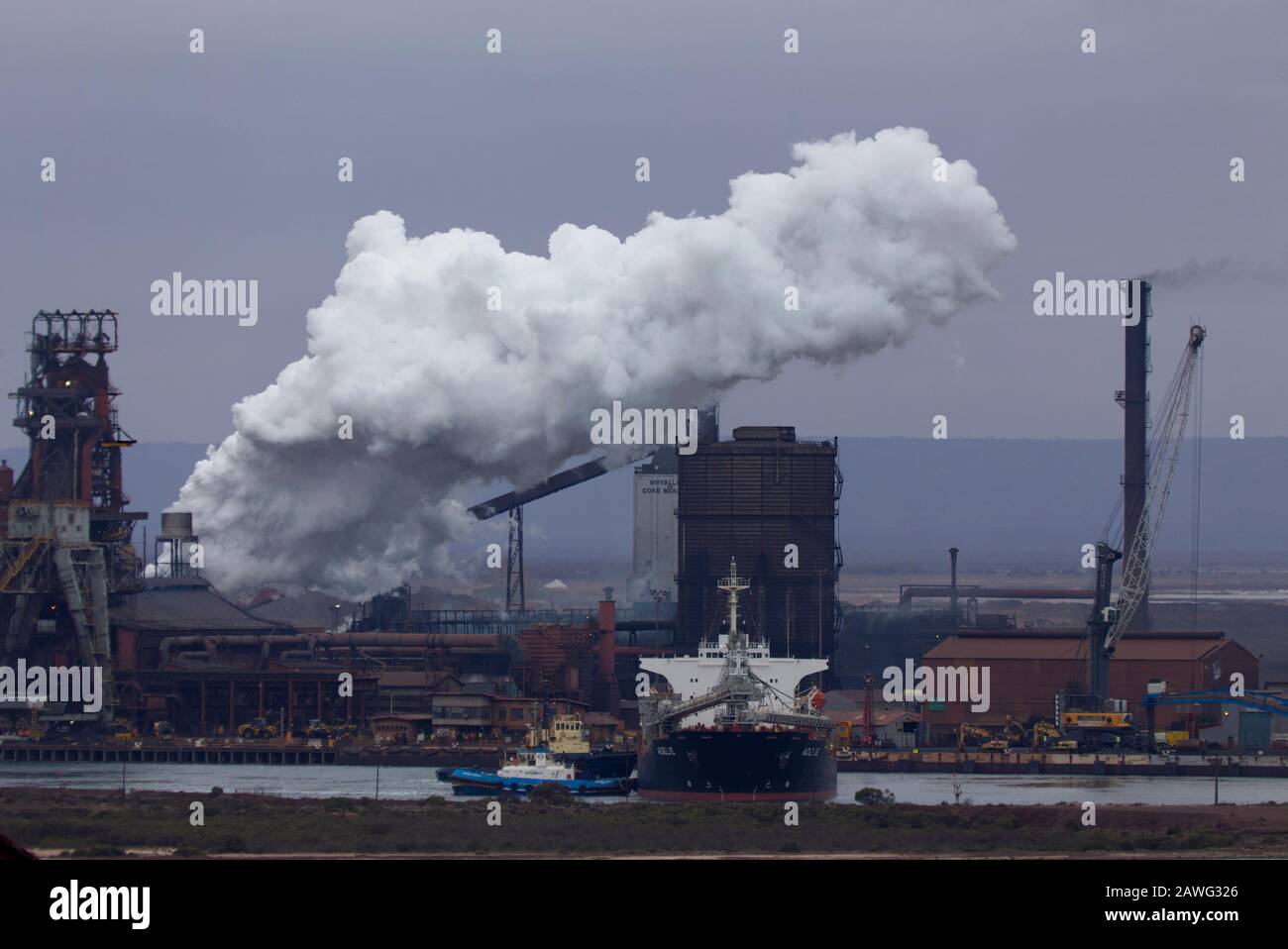 Bulk carrier loading iron ore for export from Whyalla South Australia ...