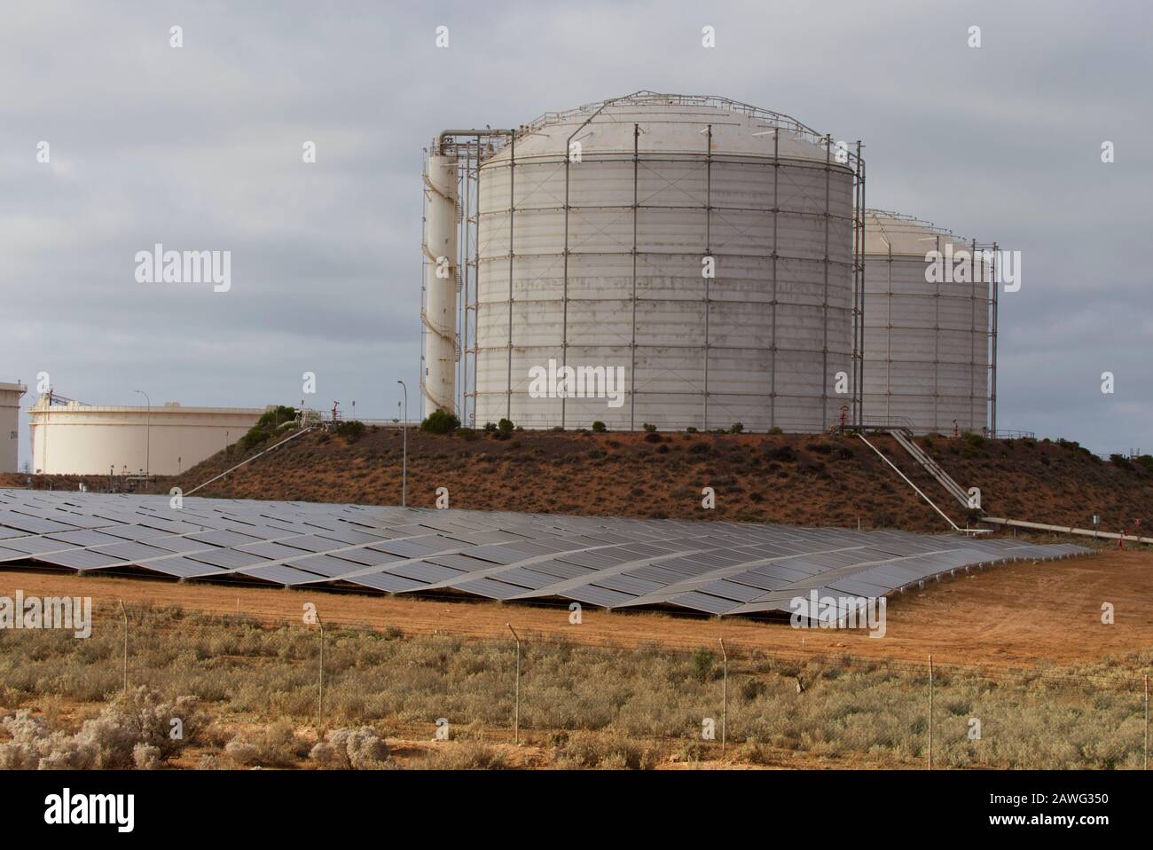 Solar farm which powers the Port Bonython Oil and Gas Refinery near ...