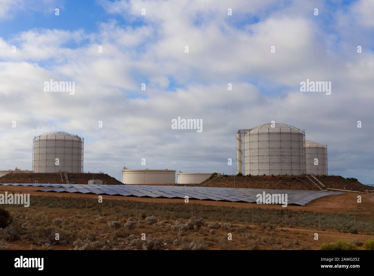 Solar farm which powers the Port Bonython Oil and Gas Refinery near ...