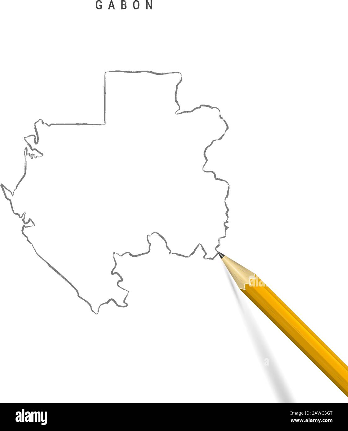 Gabon freehand pencil sketch outline map isolated on white background ...