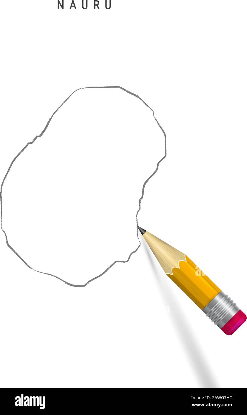Nauru freehand pencil sketch outline map isolated on white background ...
