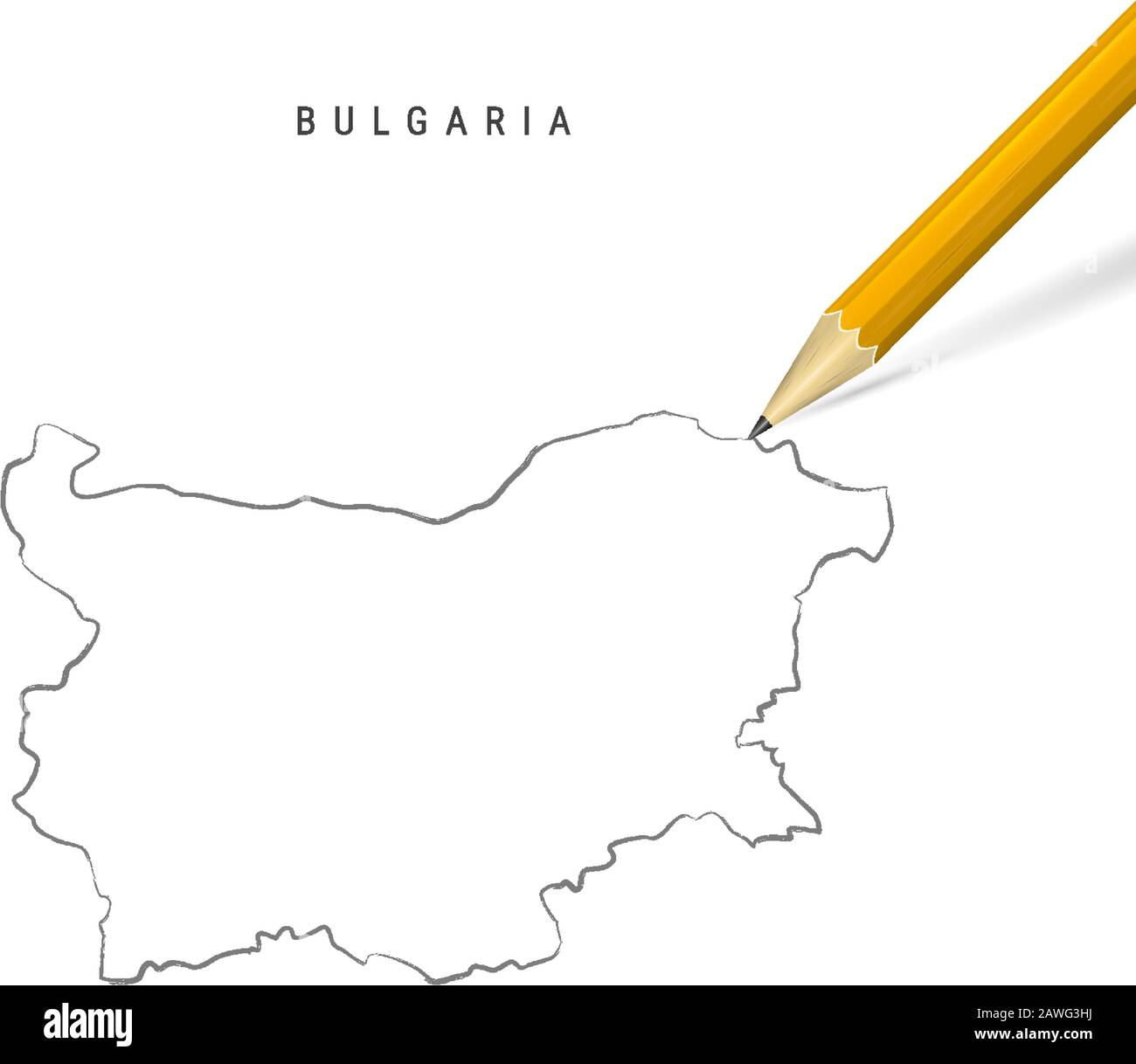 Bulgaria freehand pencil sketch outline map isolated on white ...