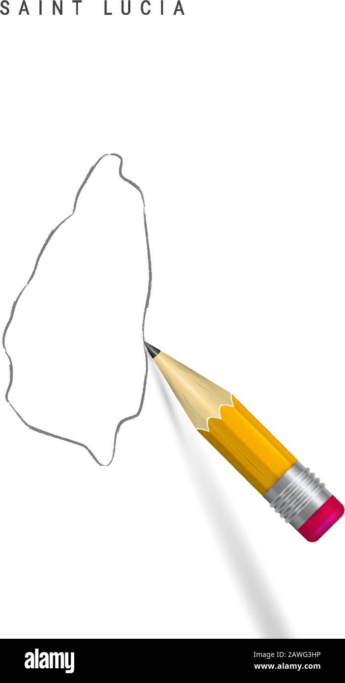 Saint Lucia freehand pencil sketch outline map isolated on white ...