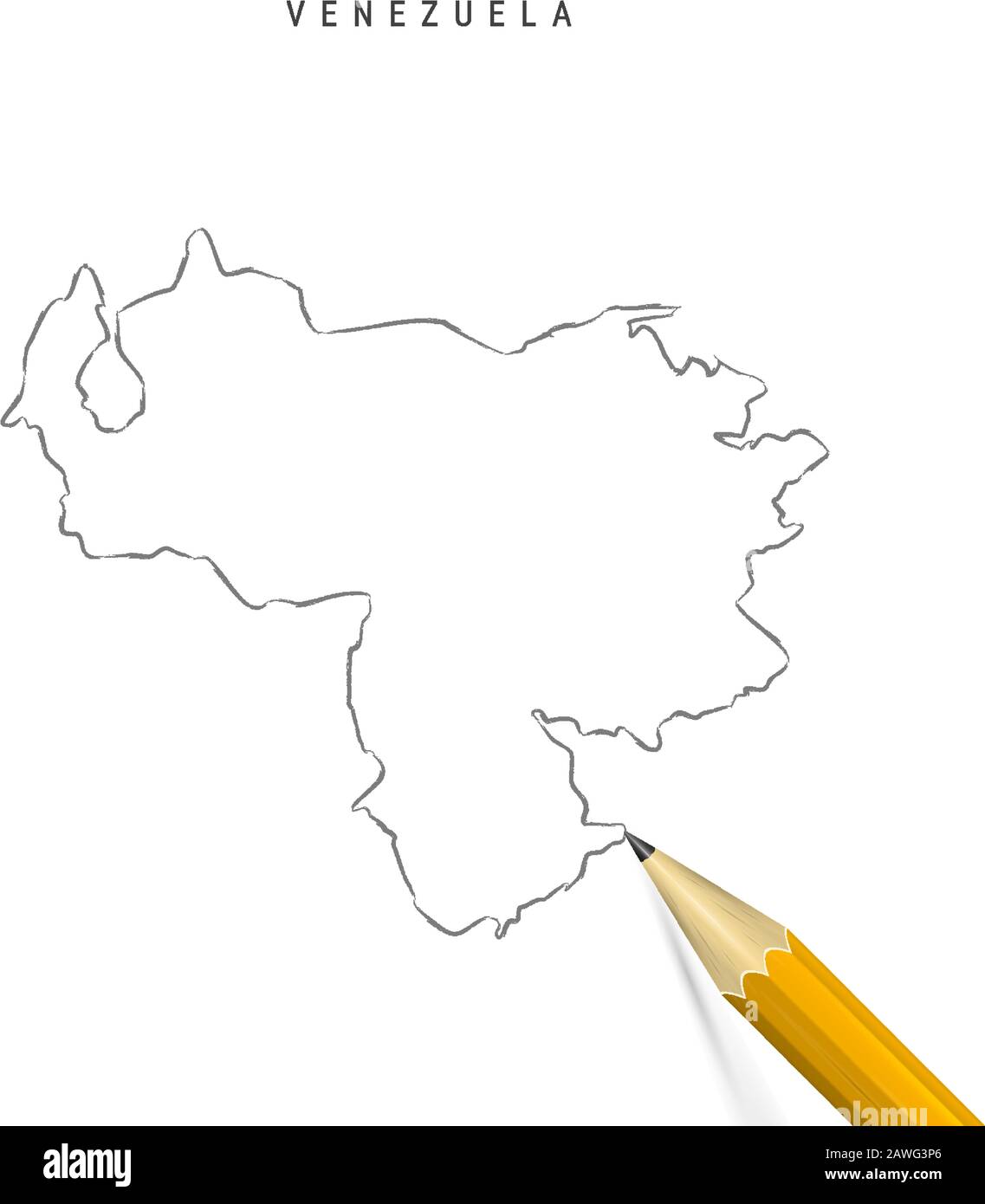 Venezuela freehand pencil sketch outline map isolated on white ...