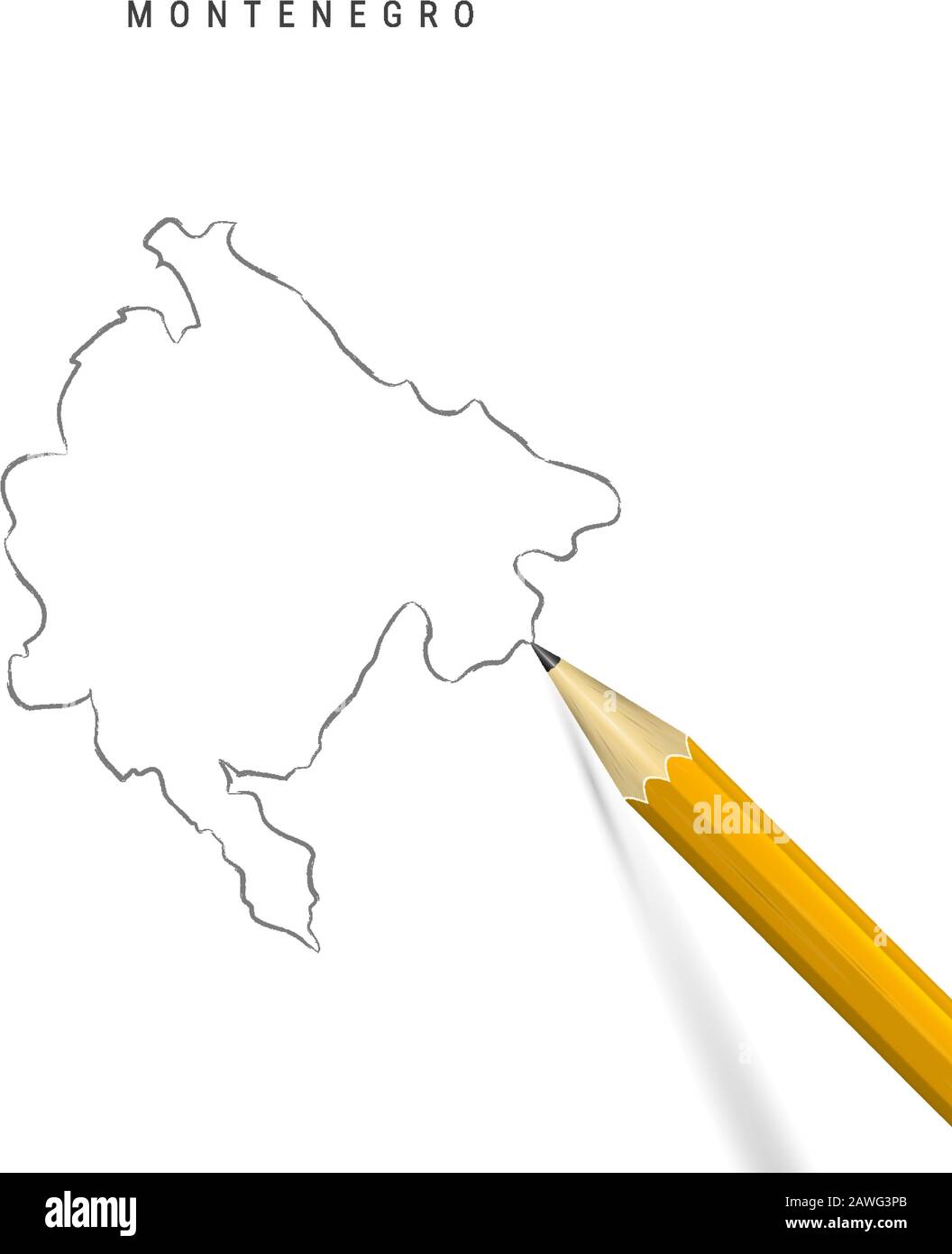 Montenegro freehand pencil sketch outline map isolated on white ...