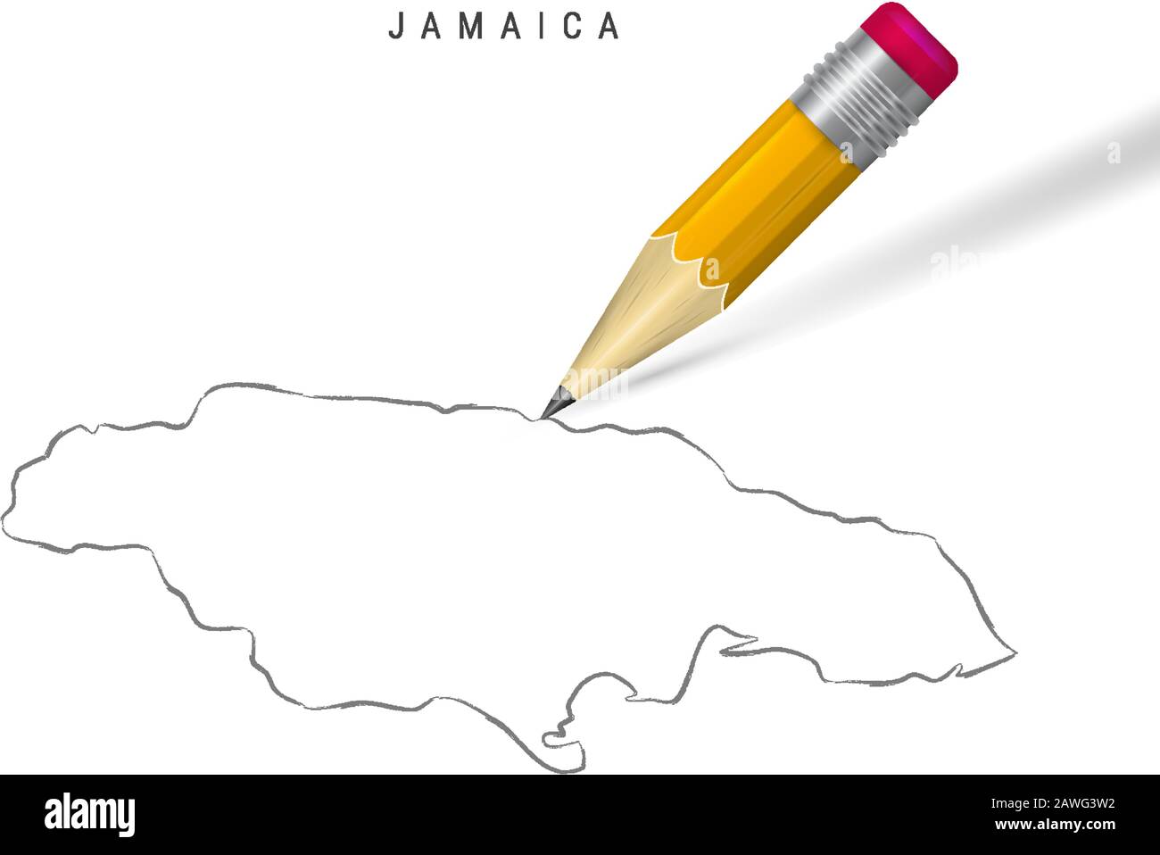 Jamaica freehand pencil sketch outline map isolated on white background ...