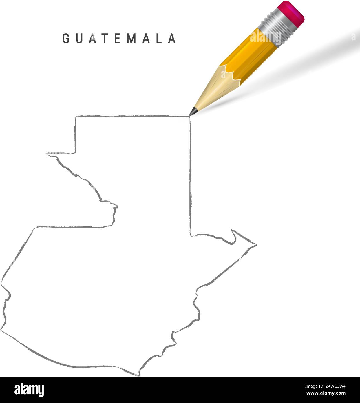 Guatemala freehand pencil sketch outline map isolated on white ...