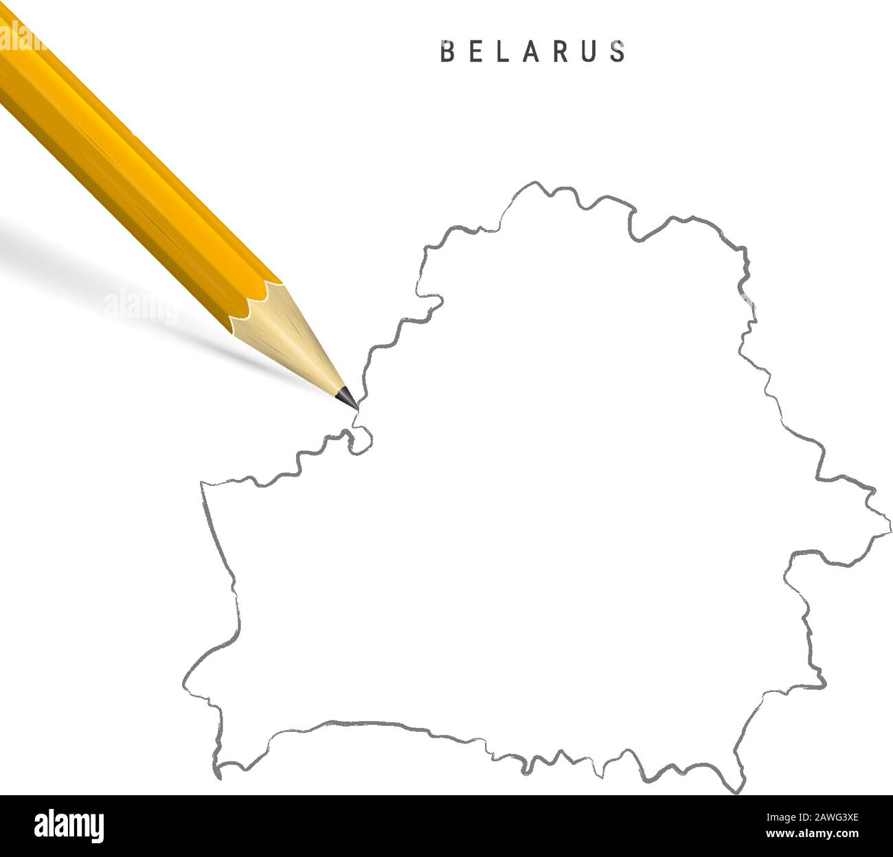 Belarus freehand pencil sketch outline map isolated on white background ...
