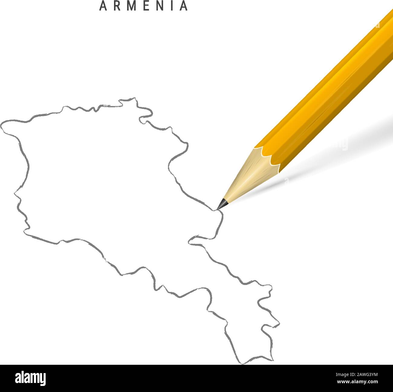 Armenia freehand pencil sketch outline map isolated on white background ...