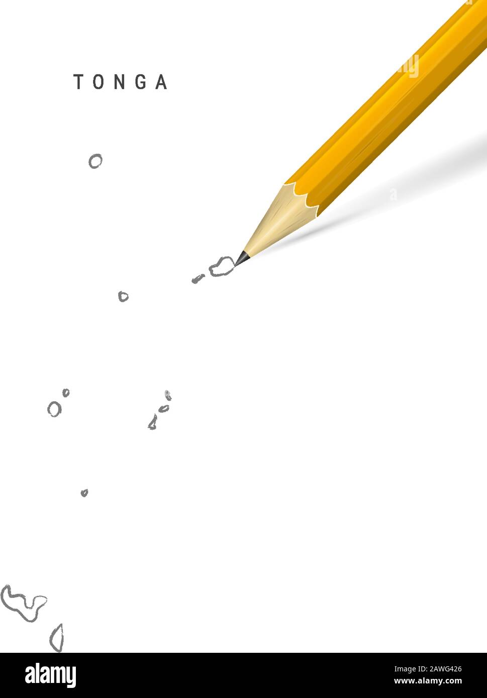 Tonga freehand pencil sketch outline map isolated on white background ...