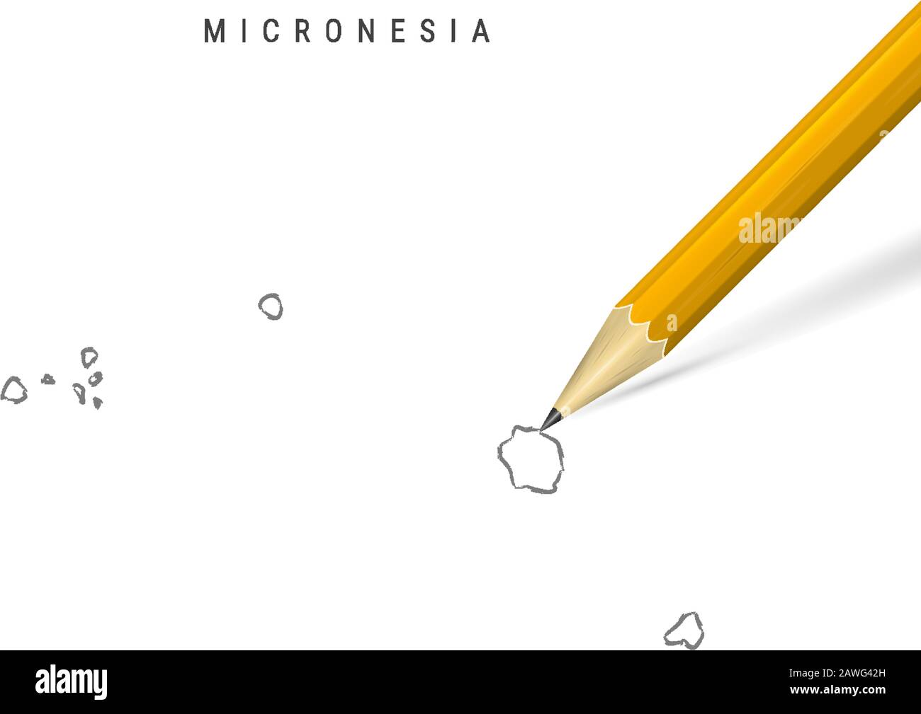 Micronesia freehand pencil sketch outline map isolated on white ...