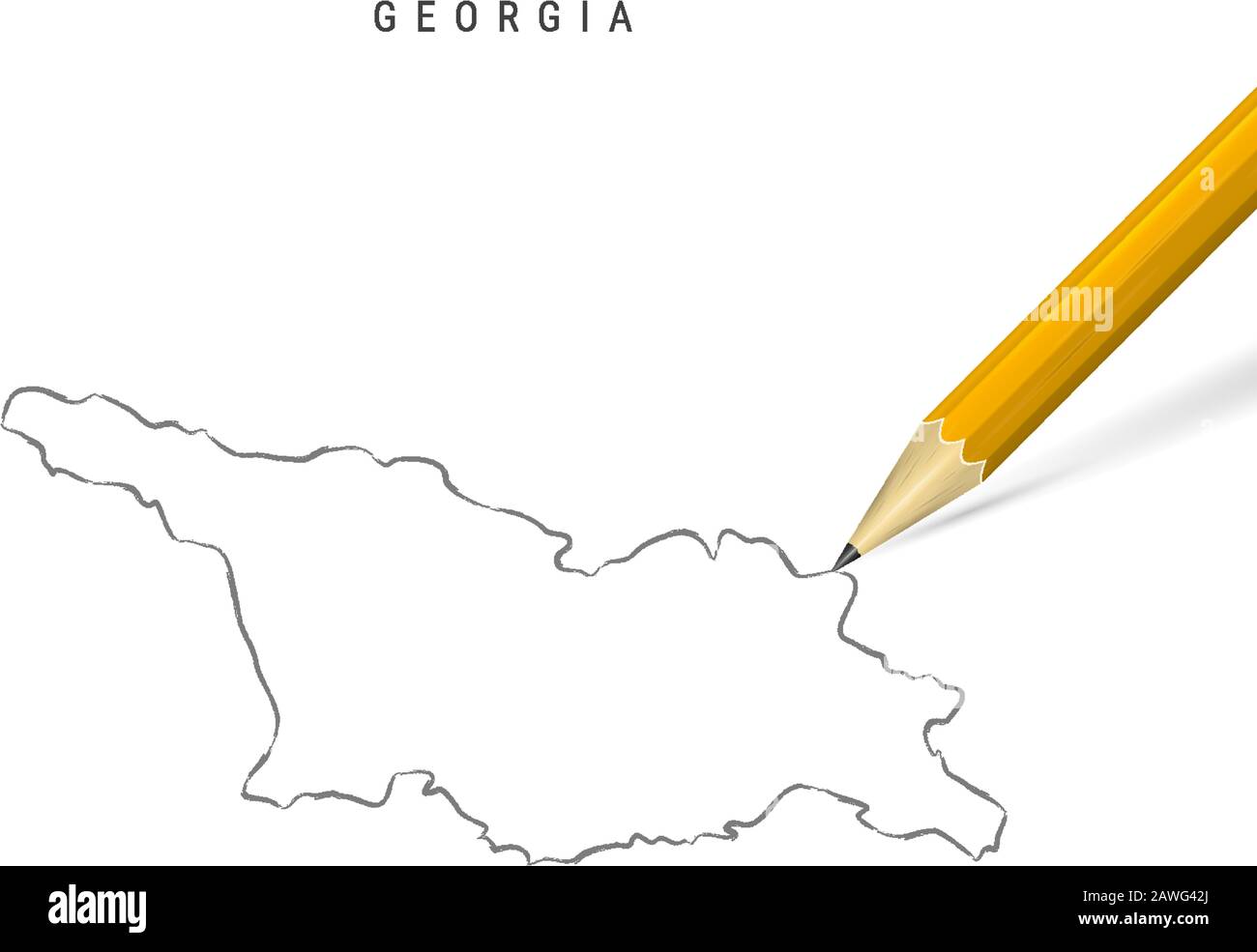 Georgia freehand pencil sketch outline map isolated on white background ...