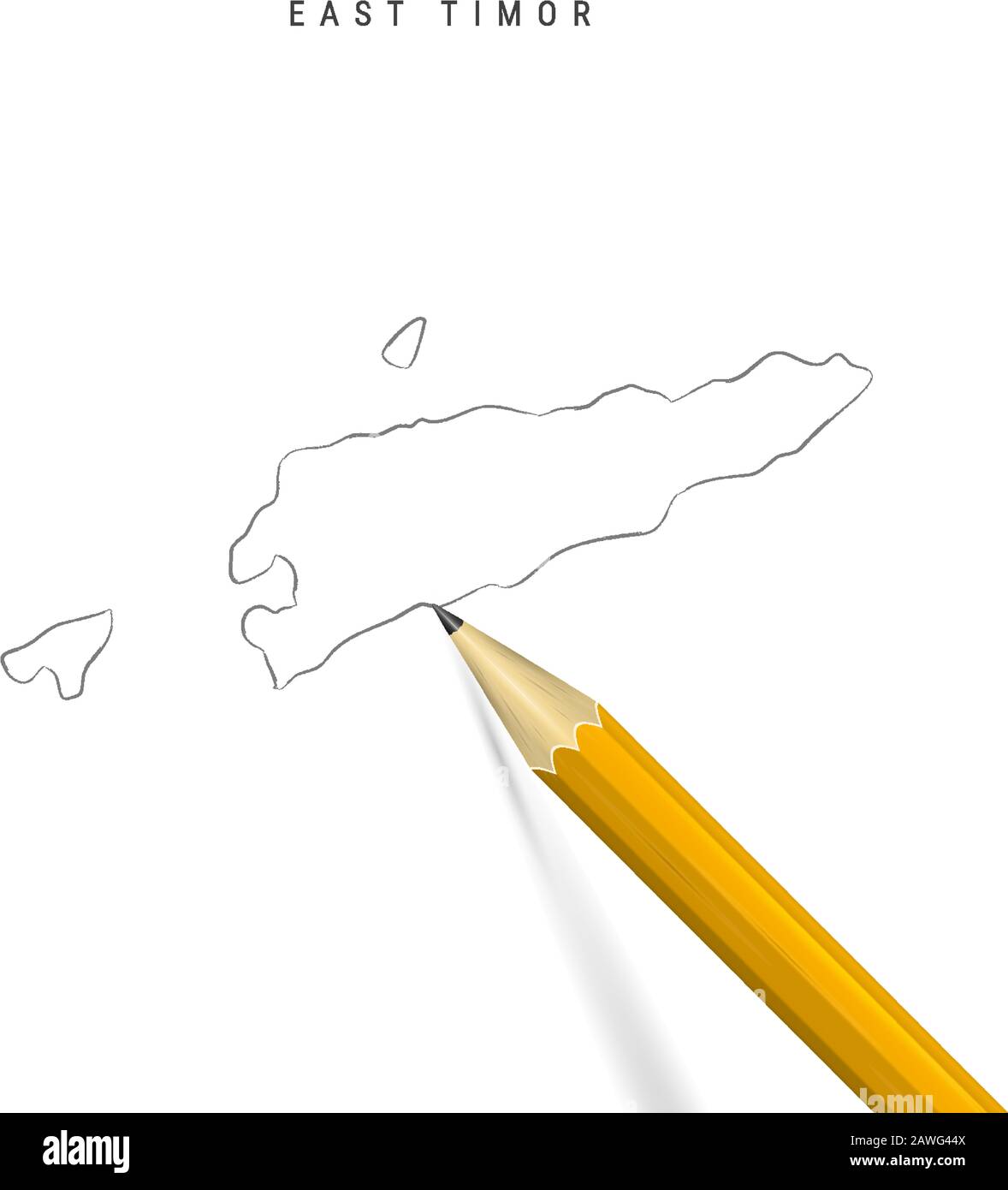 East Timor freehand pencil sketch outline map isolated on white ...