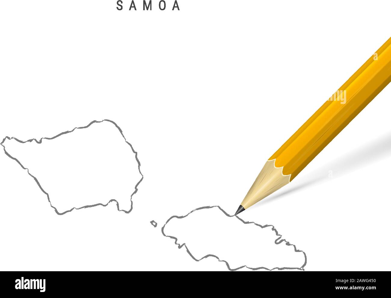 Samoa freehand pencil sketch outline map isolated on white background ...