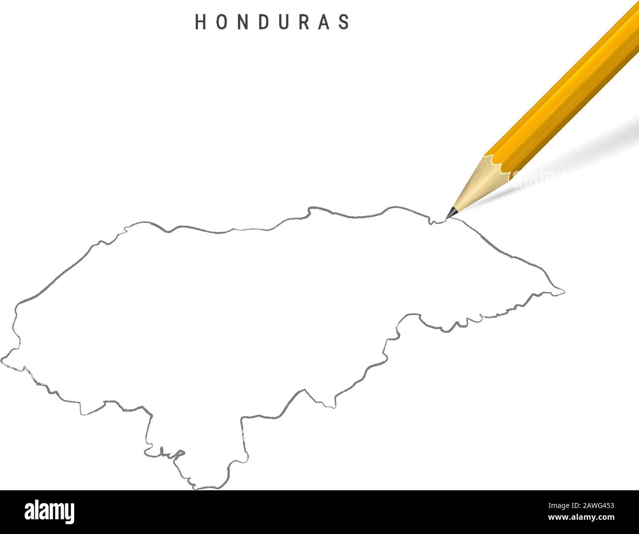 Honduras freehand pencil sketch outline map isolated on white ...