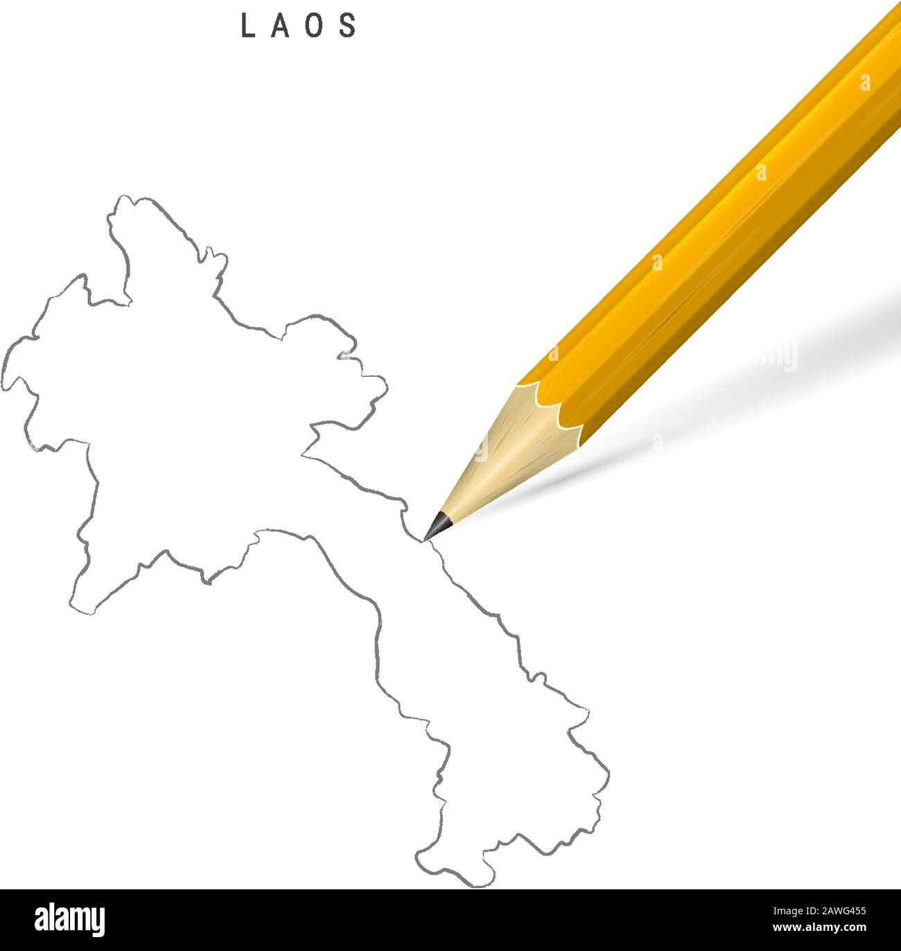 Laos freehand pencil sketch outline map isolated on white background ...