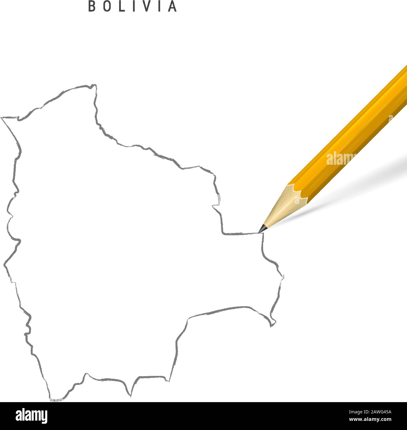 Bolivia freehand pencil sketch outline map isolated on white background ...