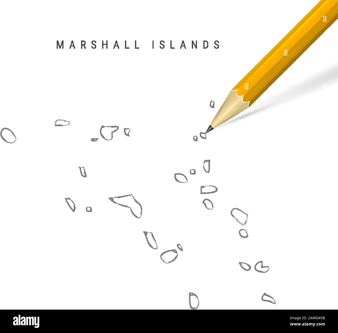Marshall Islands freehand pencil sketch outline map isolated on white ...