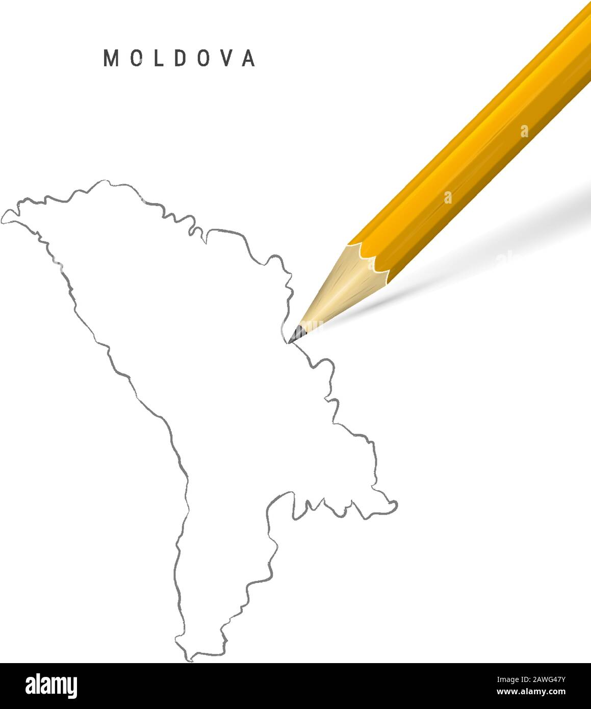Moldova freehand pencil sketch outline map isolated on white background ...