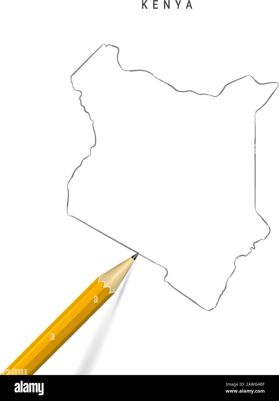 Kenya freehand pencil sketch outline map isolated on white background ...