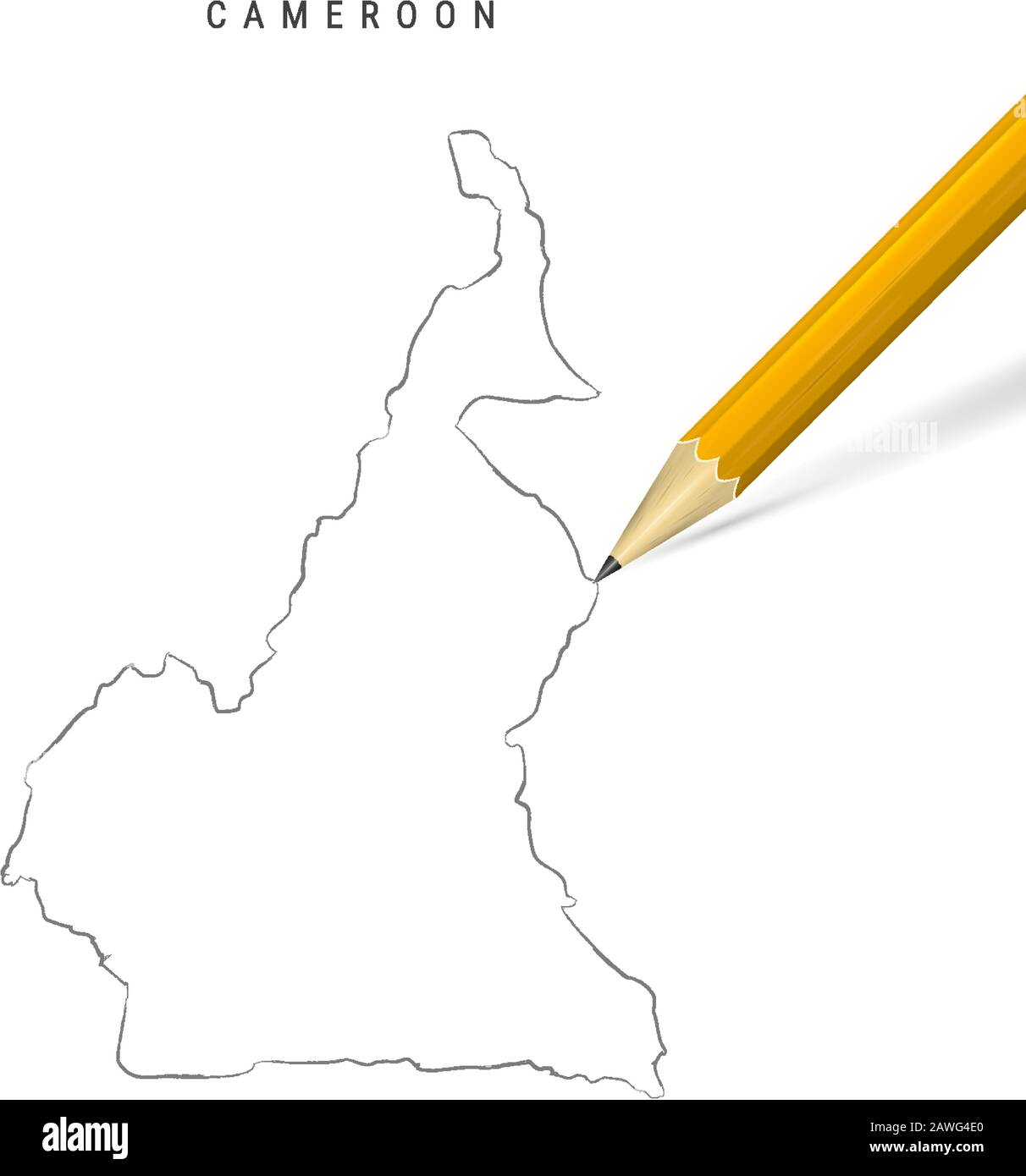 Cameroon freehand pencil sketch outline map isolated on white ...