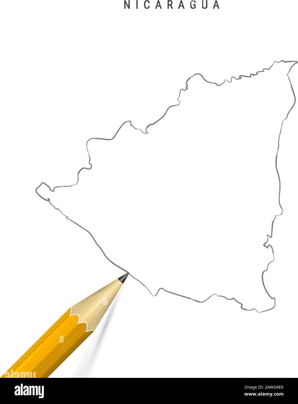Nicaragua freehand pencil sketch outline map isolated on white ...