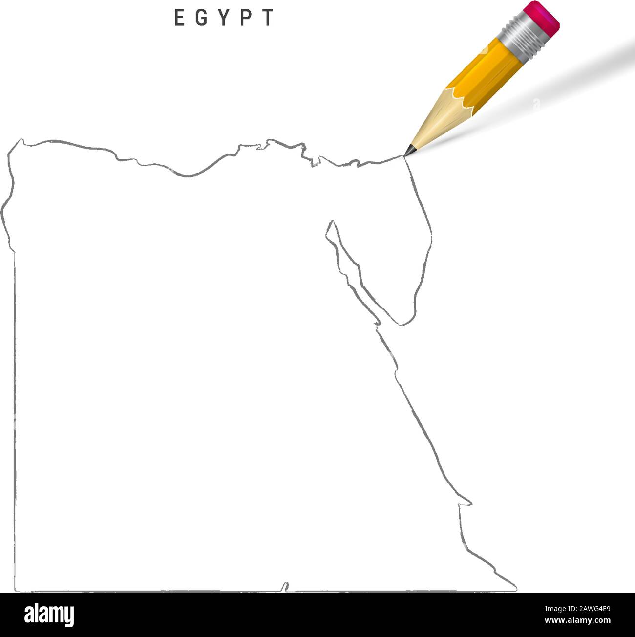Egypt freehand pencil sketch outline map isolated on white background ...