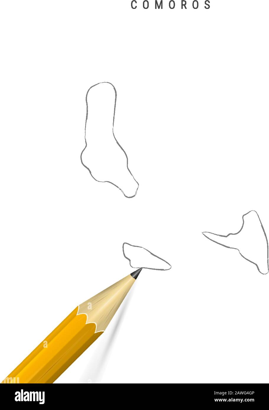 Comoros freehand pencil sketch outline map isolated on white background ...