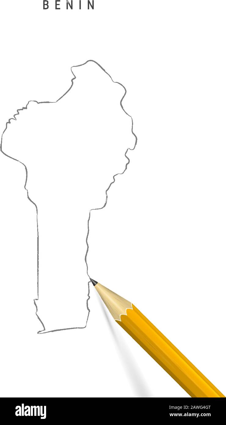 Benin freehand pencil sketch outline map isolated on white background ...