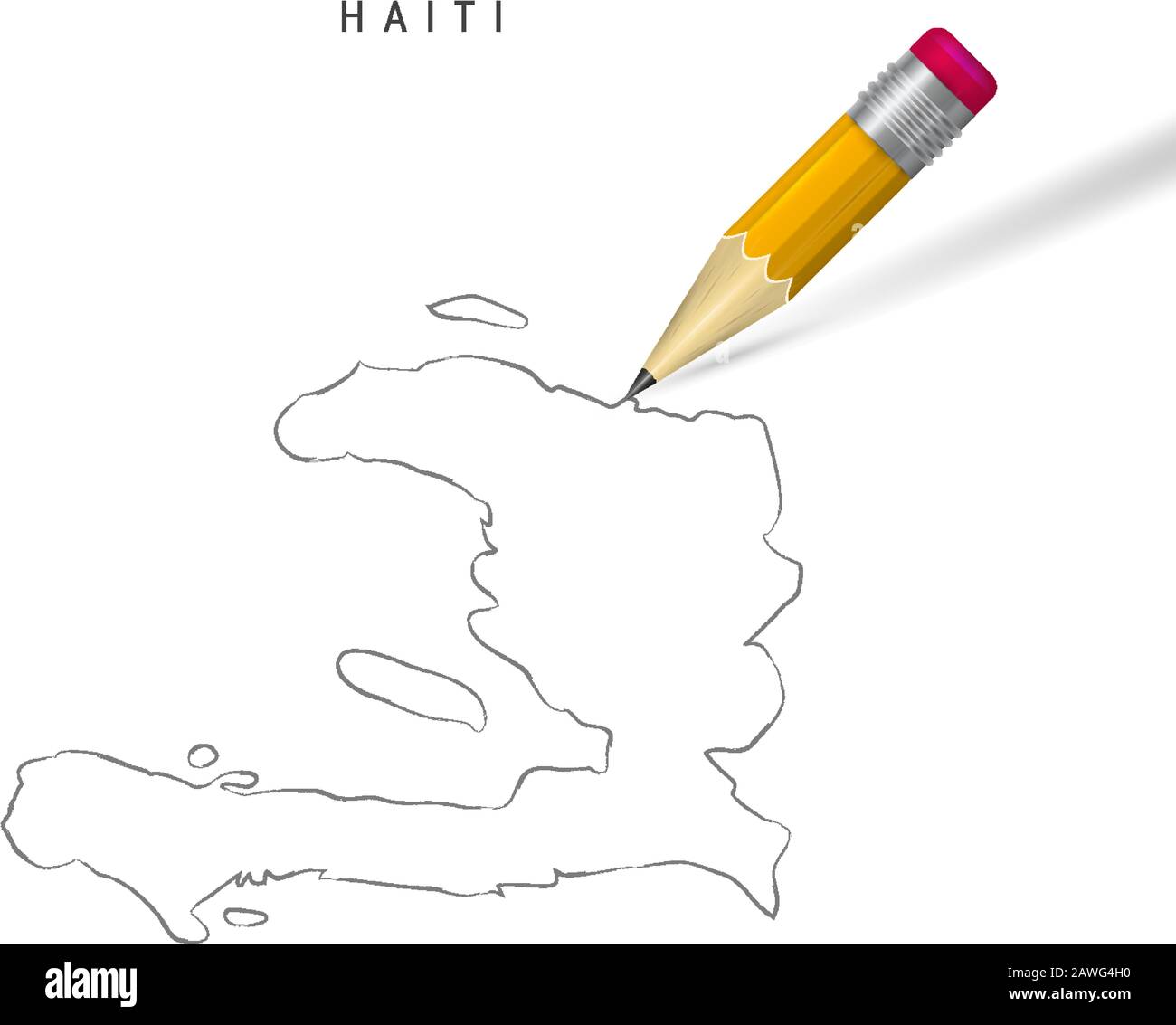 Haiti freehand pencil sketch outline map isolated on white background ...