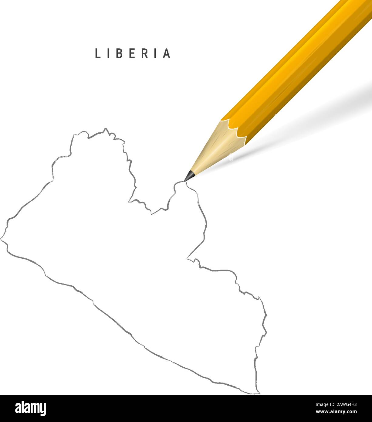 Liberia freehand pencil sketch outline map isolated on white background ... Liberia freehand pencil sketch outline map isolated on white background ...