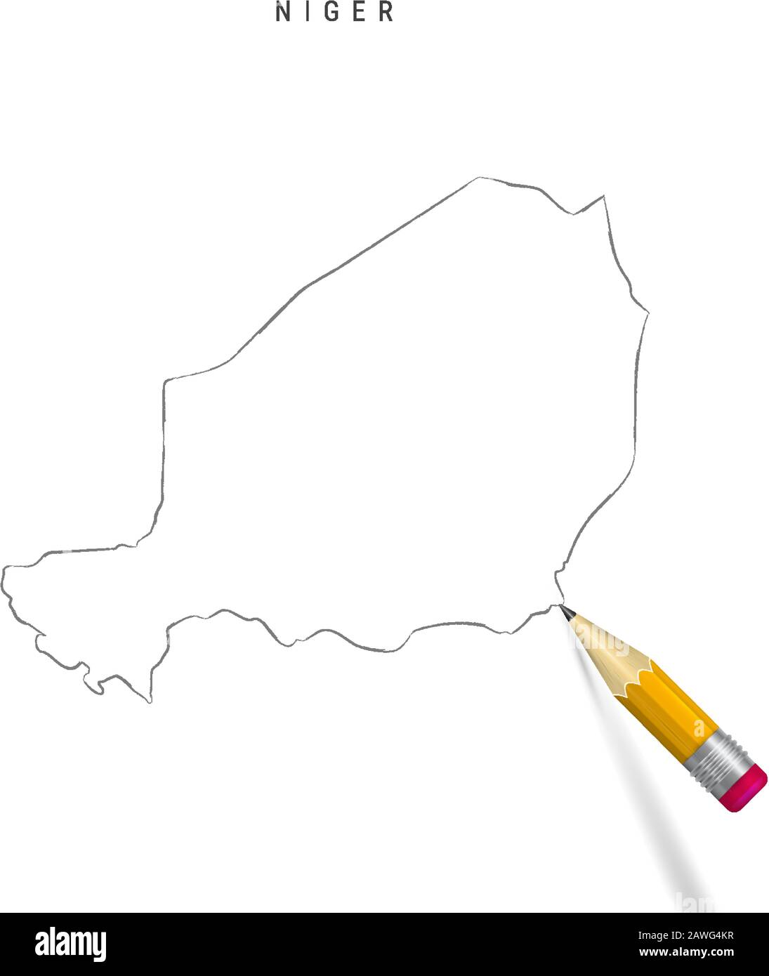 Niger freehand pencil sketch outline map isolated on white background ...