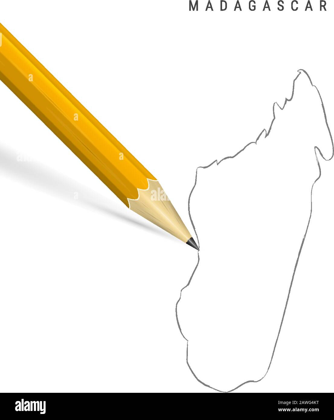 Madagascar freehand pencil sketch outline map isolated on white ...