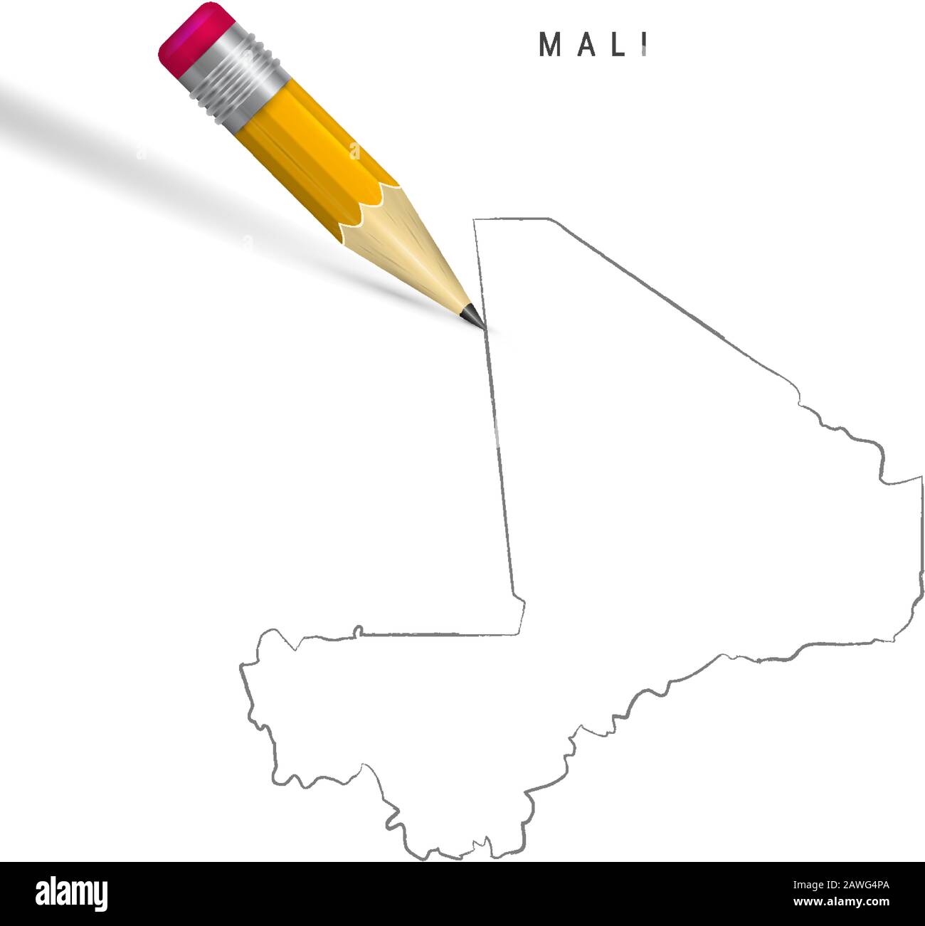 Mali Freehand Pencil Sketch Outline Map Isolated On White Background