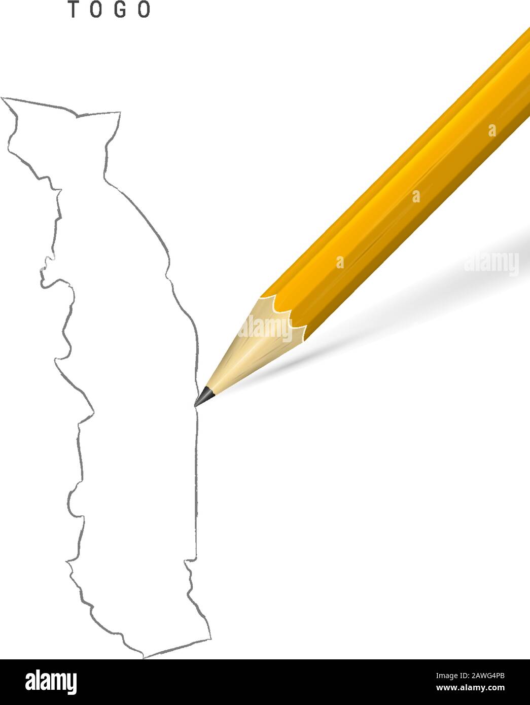Togo freehand pencil sketch outline map isolated on white background ...