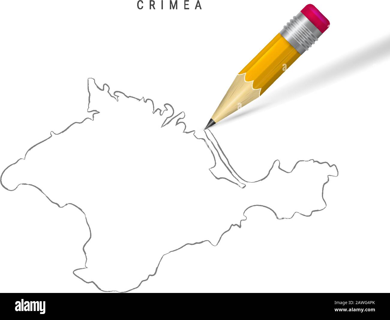 Crimea freehand pencil sketch outline map isolated on white background ...
