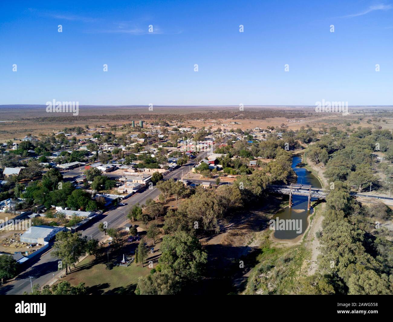 Aerial of Wilcannia - The historic port once known as the Queen of the ...