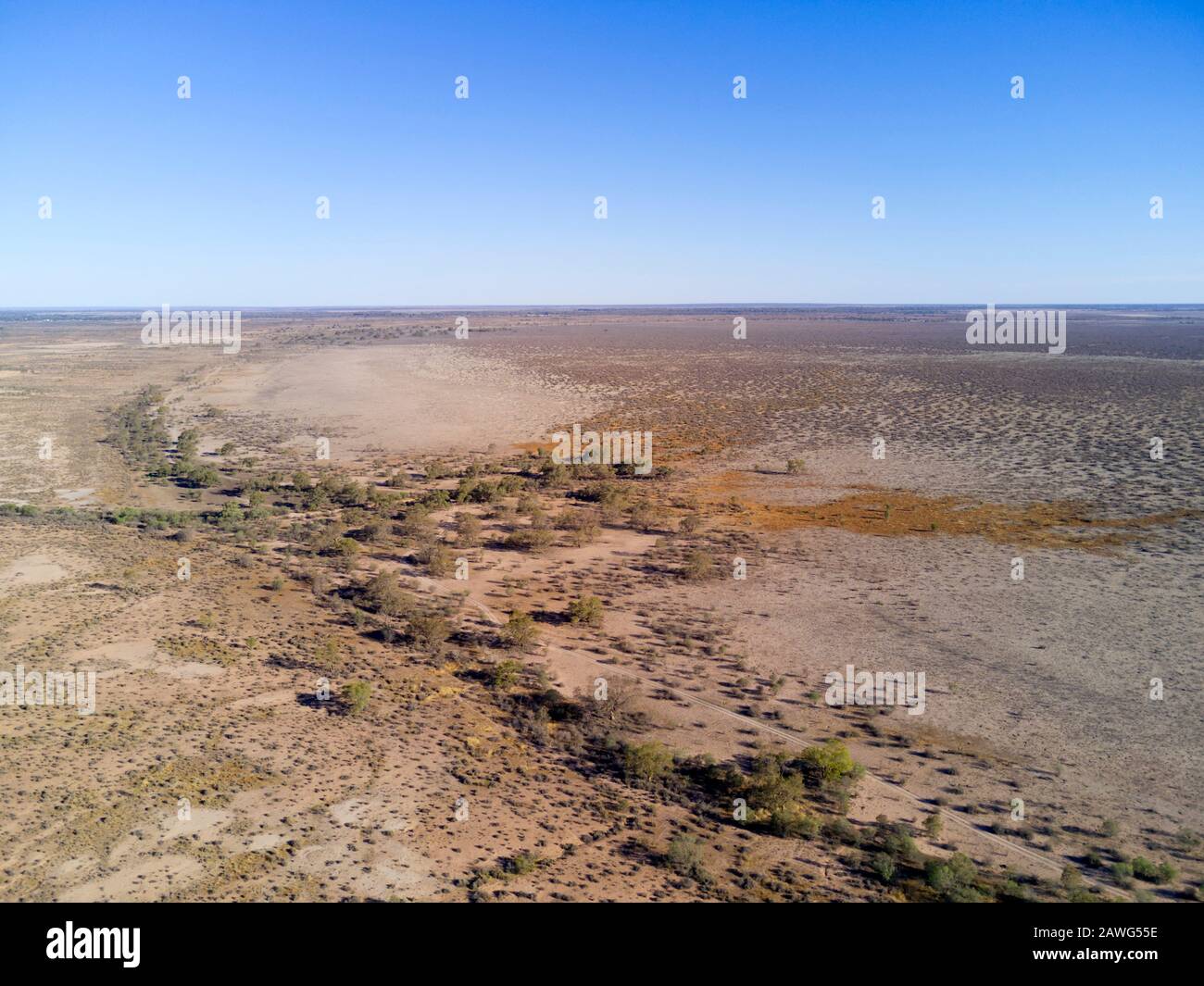 Aerial of land natures patterns over Lake Woytchugga near Wilcannia ...