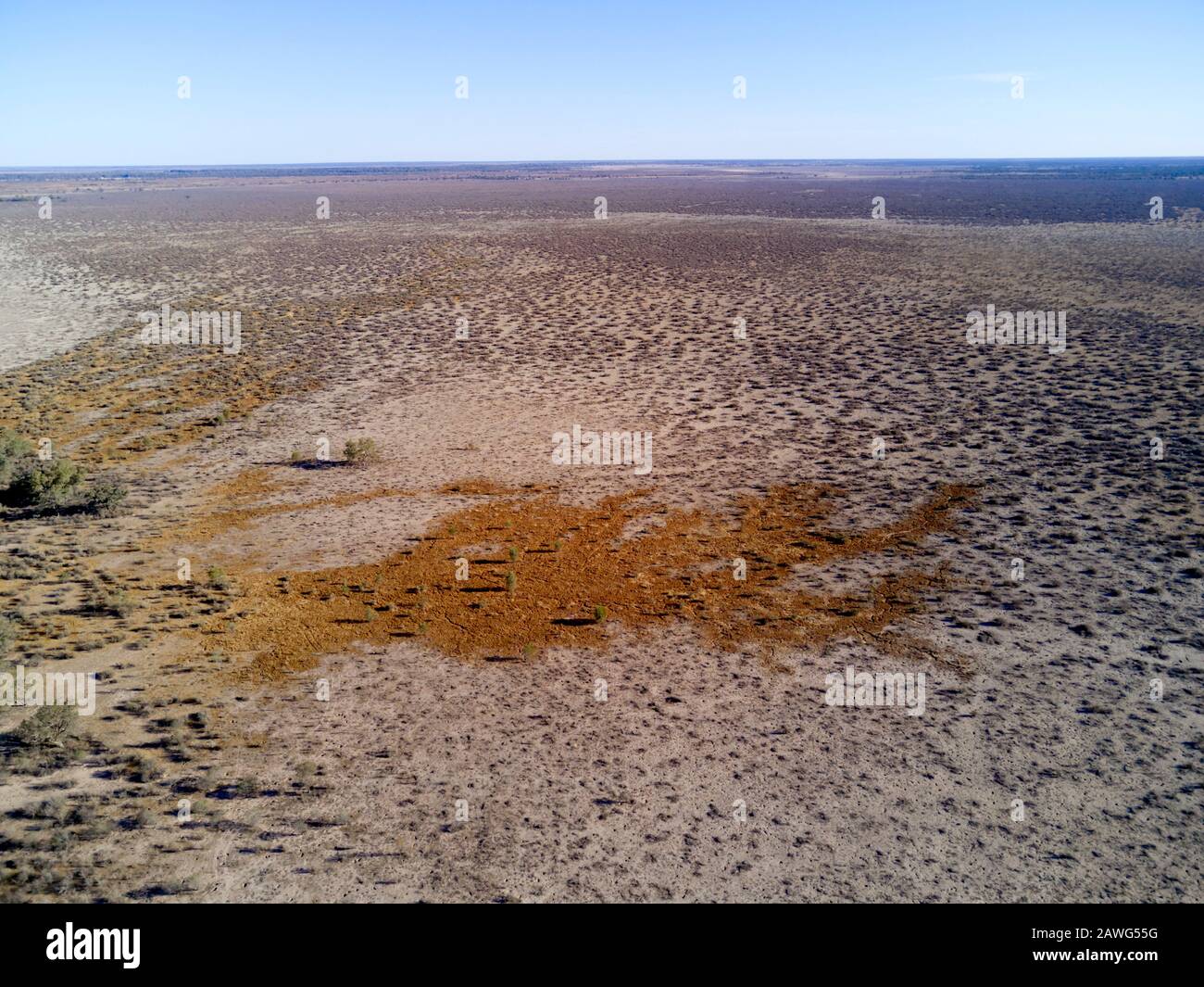 Aerial of land natures patterns over Lake Woytchugga near Wilcannia ...