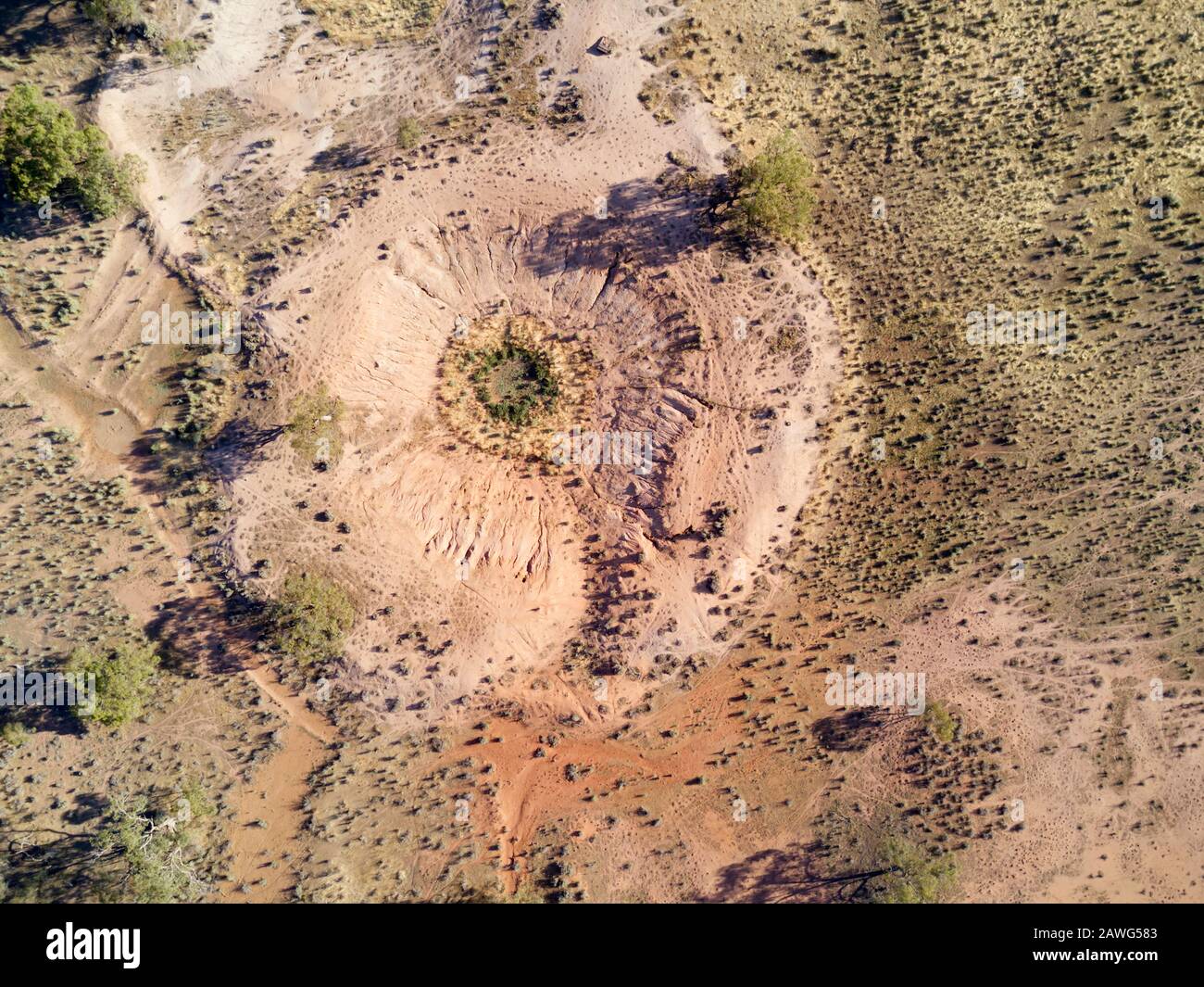 Aerial of land natures patterns over Lake Woytchugga near Wilcannia ...