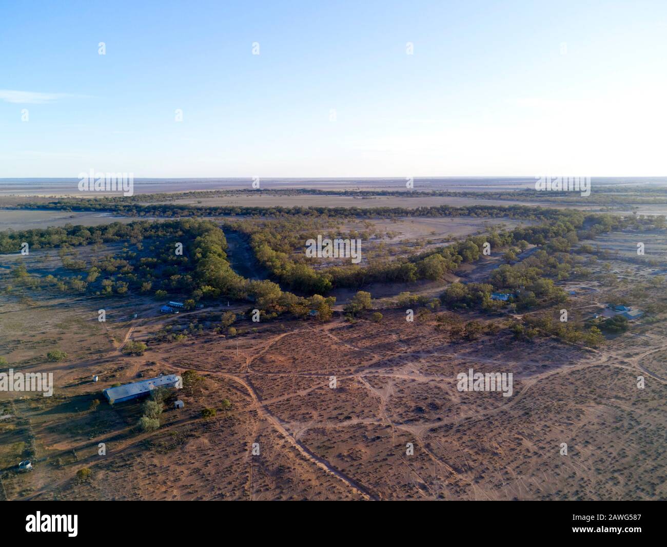 Aerial of the historic Mount Murchison sheep station founded on the ...