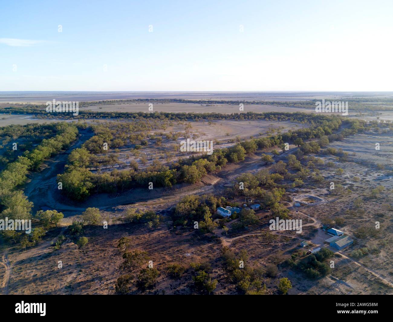 Aerial of the historic Mount Murchison sheep station founded on the ...