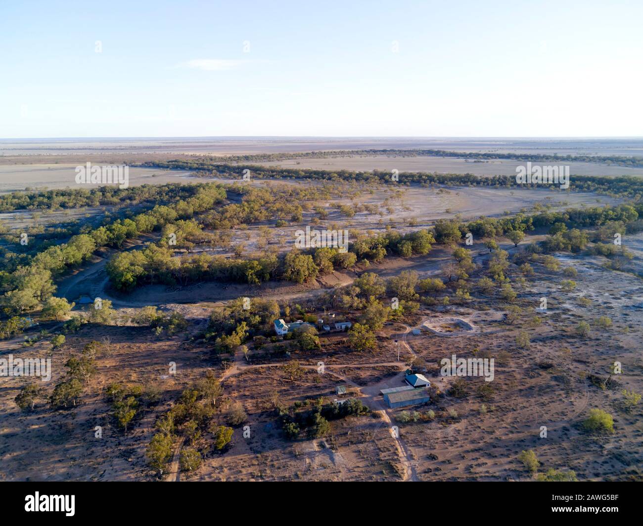 Aerial of the historic Mount Murchison sheep station founded on the ...