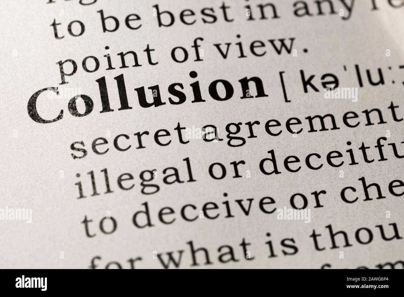 Fake Dictionary, Dictionary definition of collusion Stock Photo - Alamy