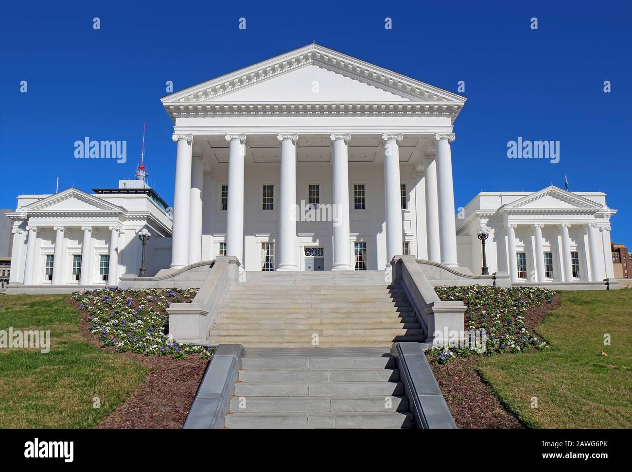 Front facade and walkway to the neoclassical style Virginia State ...