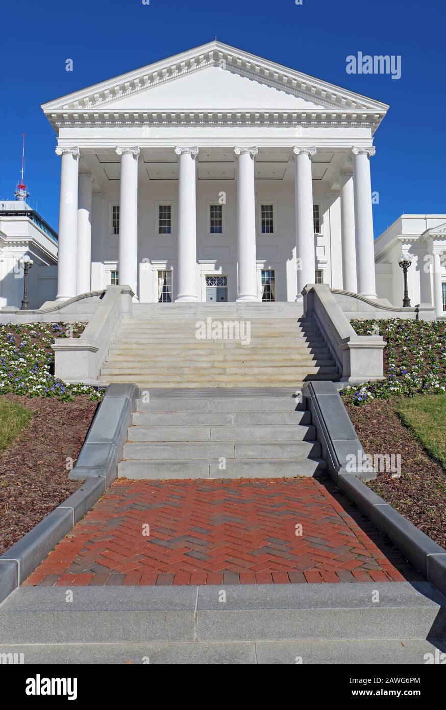 Front facade and walkway to the neoclassical style Virginia State ...