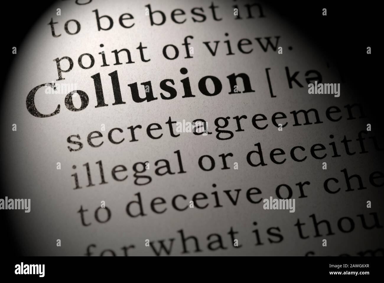 Fake Dictionary, Dictionary definition of collusion Stock Photo - Alamy